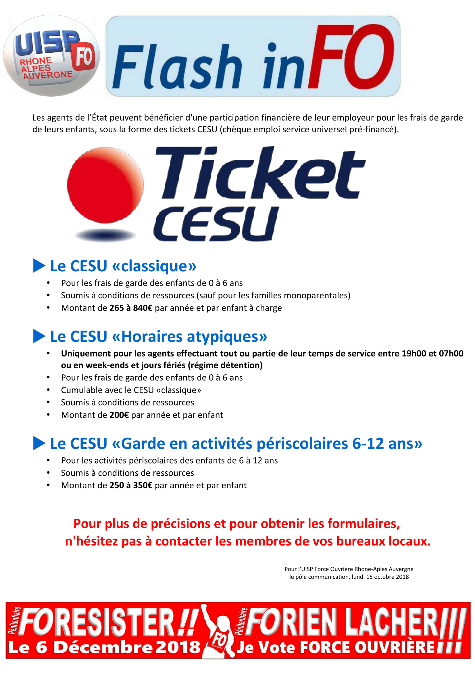 Tickets Chèques CESU (Chèque Emploi Service Universel) – FO Justice Lyon