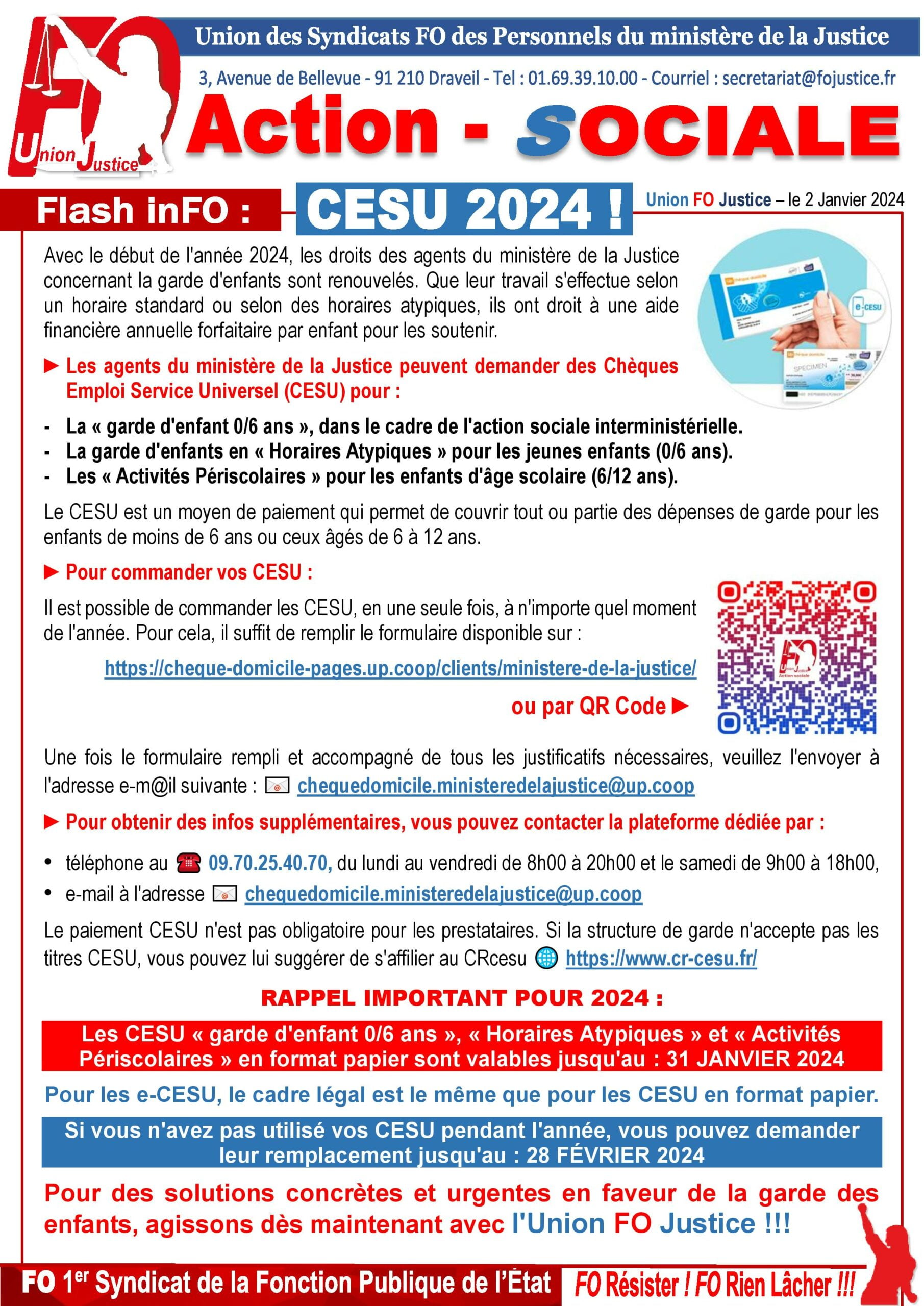Tickets Chèques CESU (Chèque Emploi Service Universel) – FO Justice Lyon